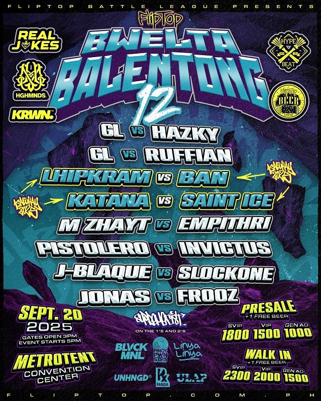 Official Bwelta Balentong 12 Ticket Resellers | FlipTop Battle League
